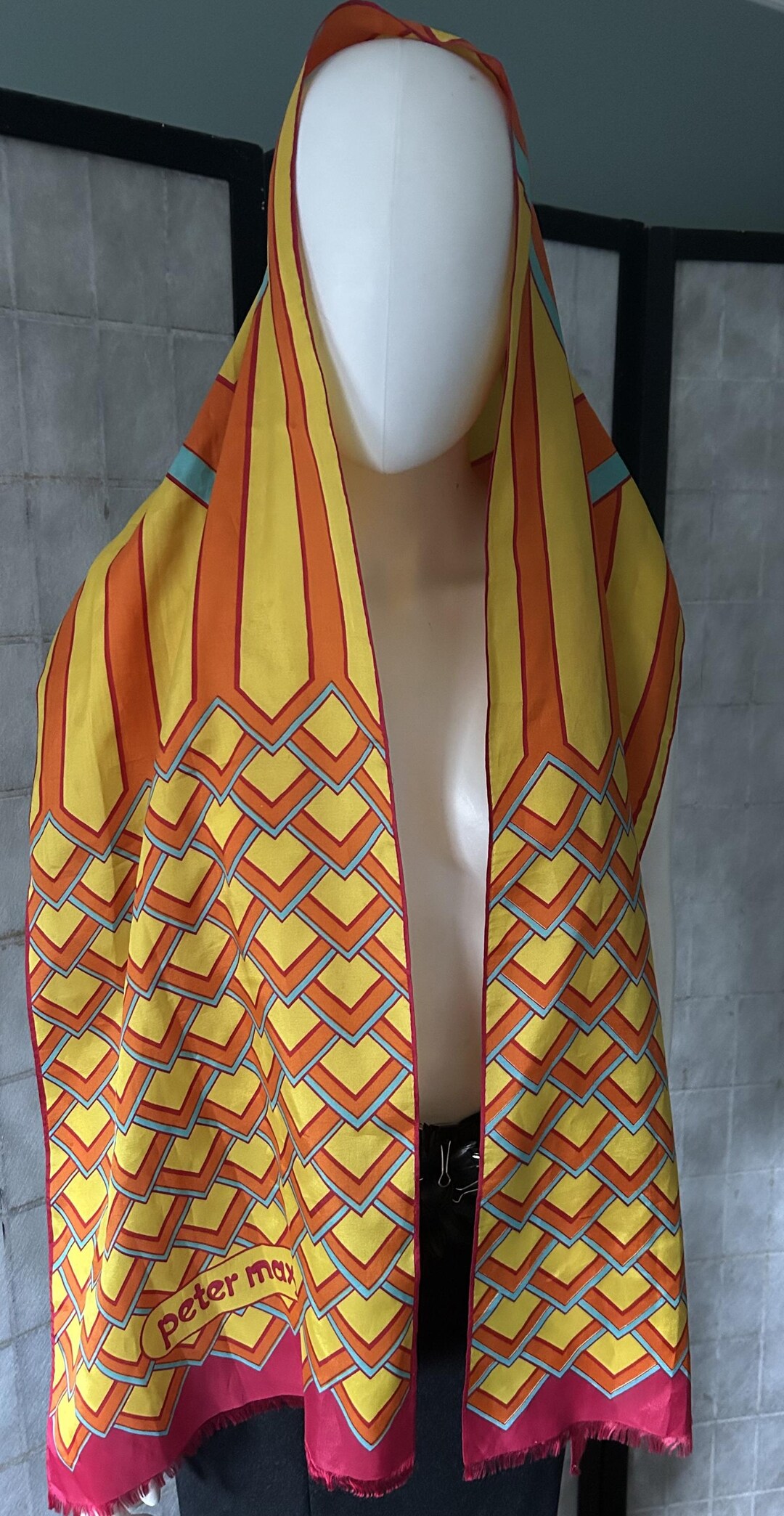 Peter Max Psychedelic Geometric Pattern Silk Scarf With Fabulous Colors ...