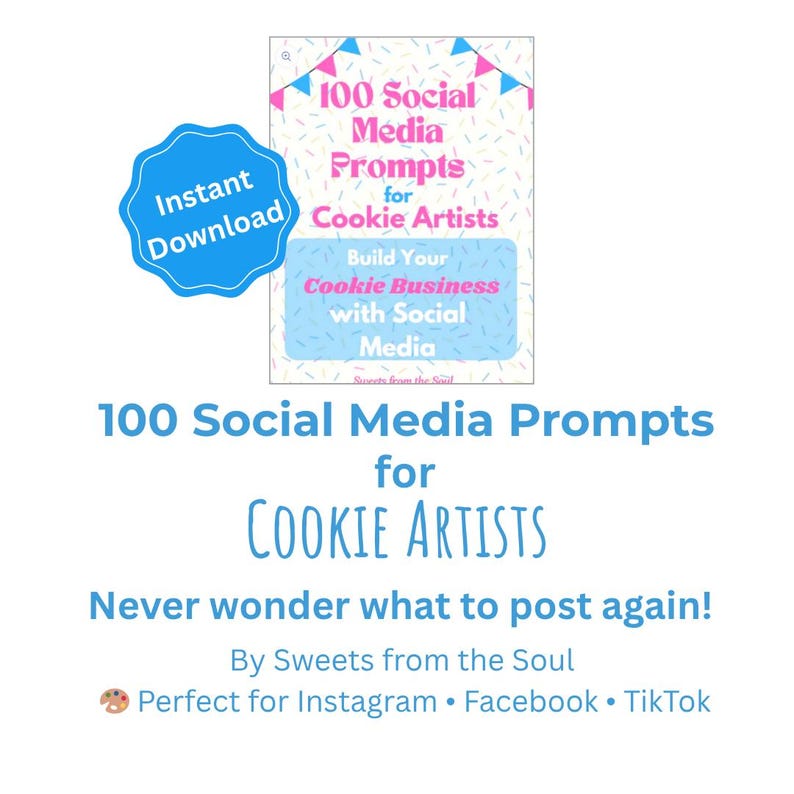 Cookie Artist Social Media Prompts: Content Planner Calendar & Tracker ...