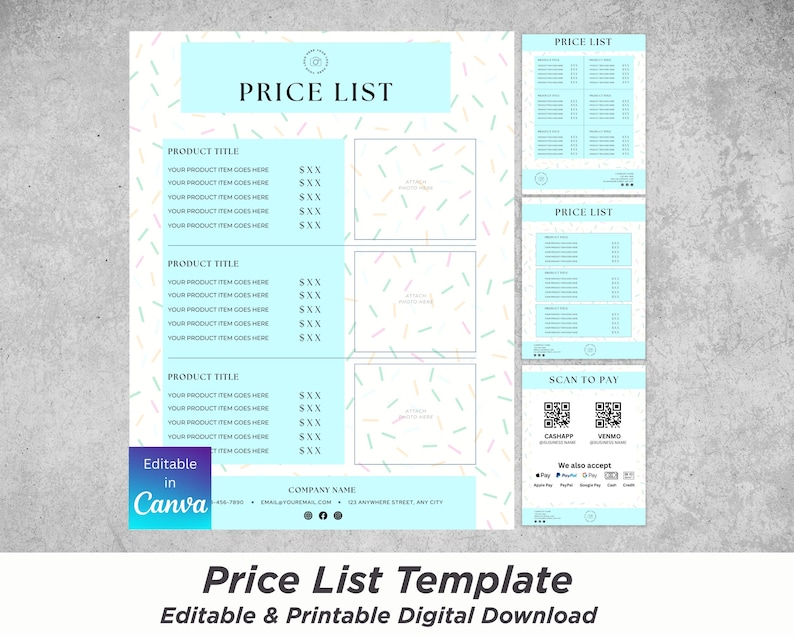 Bakery Price List Template: Sprinkles Theme, Scan to Pay (canva ...