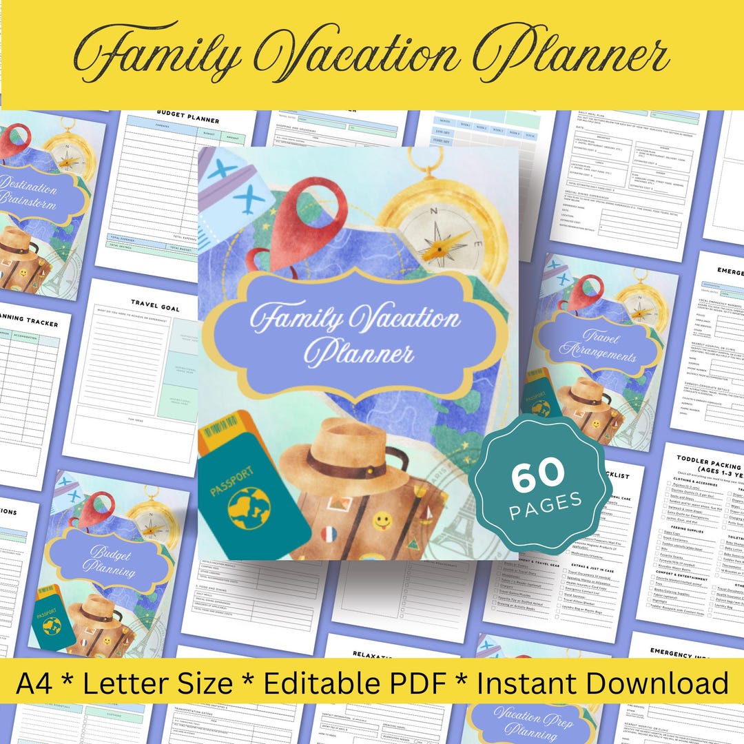 Family Vacation Planner: Itinerary, Savings Tracker (printable Digital ...