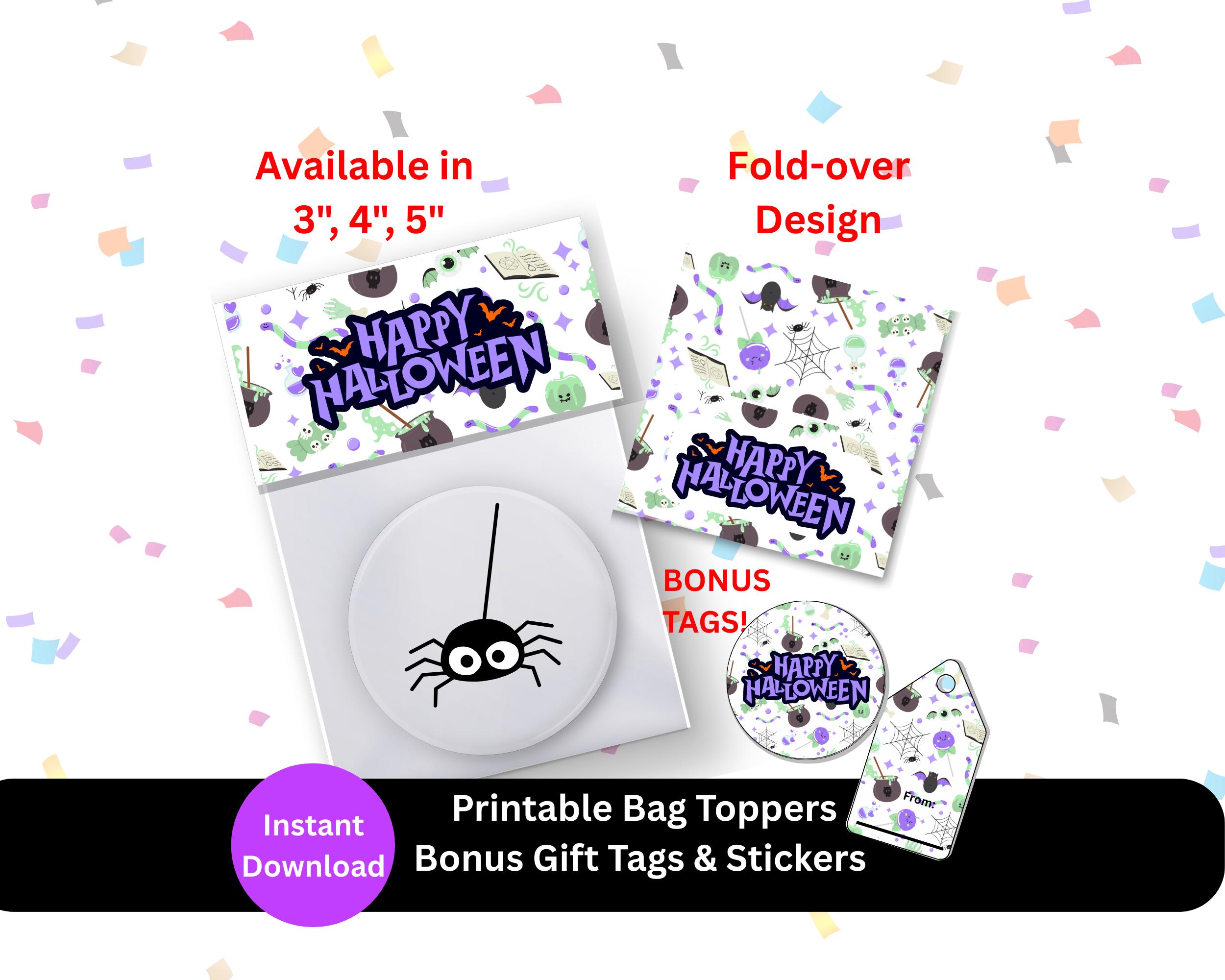 Printable Halloween Treat Cookie Bag Toppers: Bonus Gift Tags ...