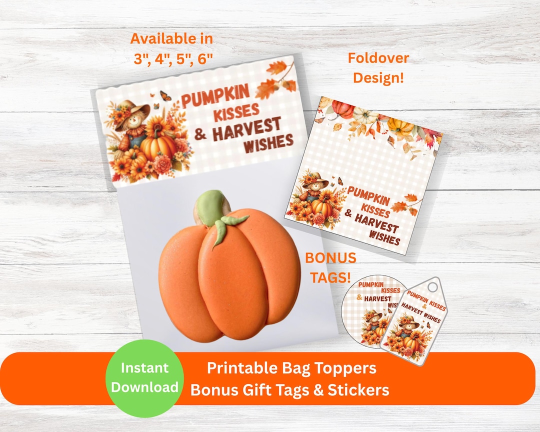 Fall Scarecrow Treat Bag Topper With Bonus Gift Tags & Stickers ...