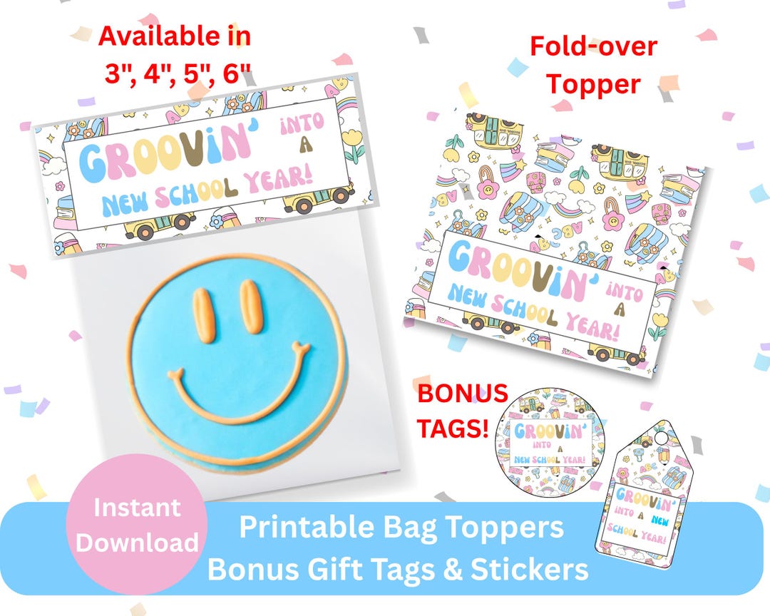 Back to School Treat Bag Topper Set: Gift Tags & Stickers (digital ...