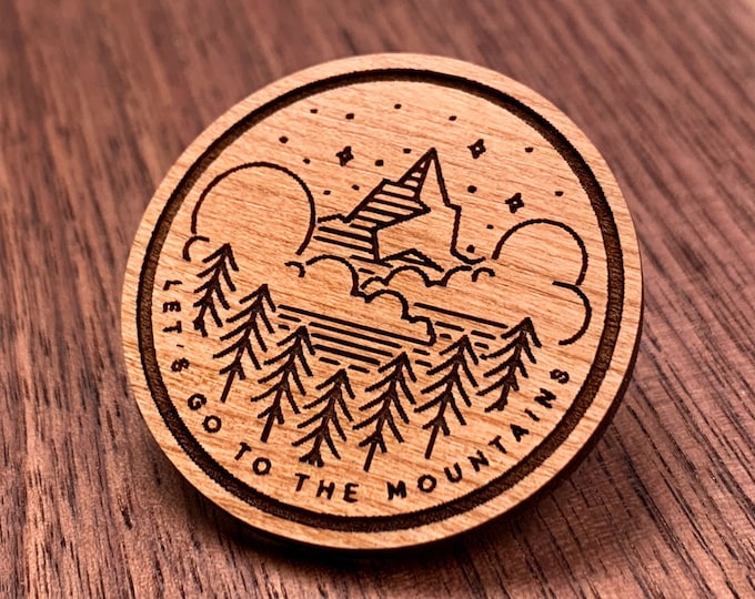 Custom Wood Pin Bulk Ordering Available Laser Engraved Pin Custom Pin ...