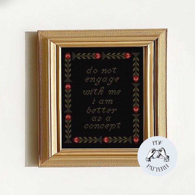 Do Not Engage With Me Cross Stitch Pattern - Funny Sarcastic Design ...