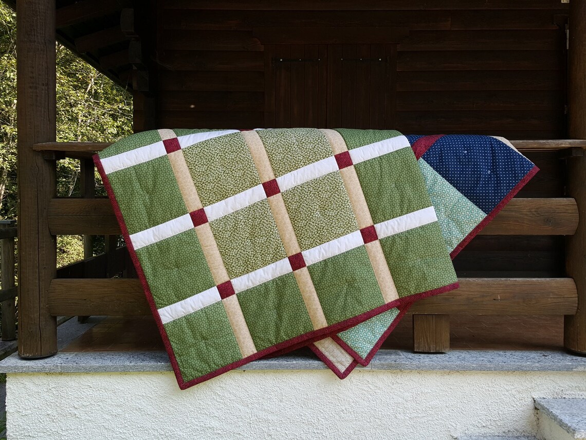 Tartan Plaid Check Patchwork Quilt. Queen Size Abstract Throw. | Etsy