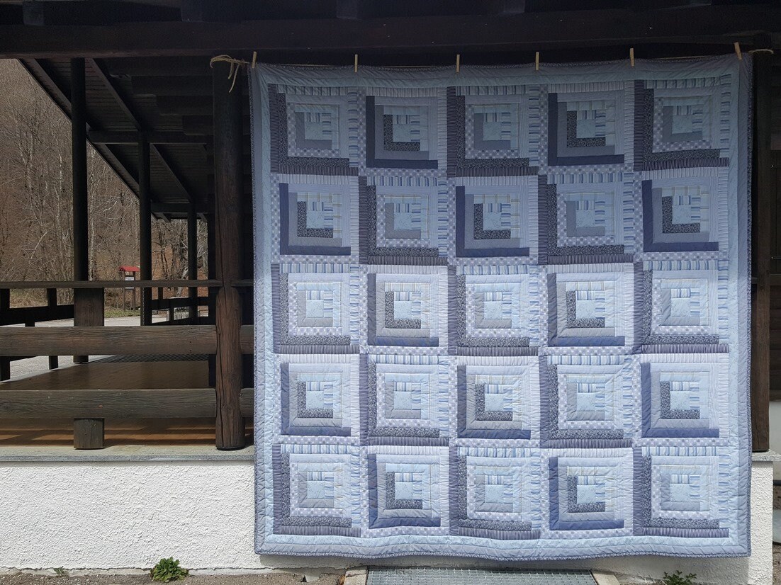 King Size Patchwork Quilt. Blue Country Quilt Set. Personalized ...