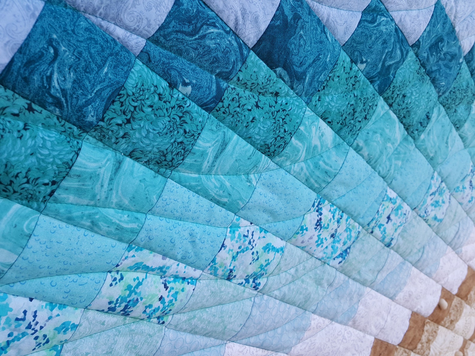 Sea Waves Queen Size Patchwork Quilt. Turquoise Sea Beach King - Etsy