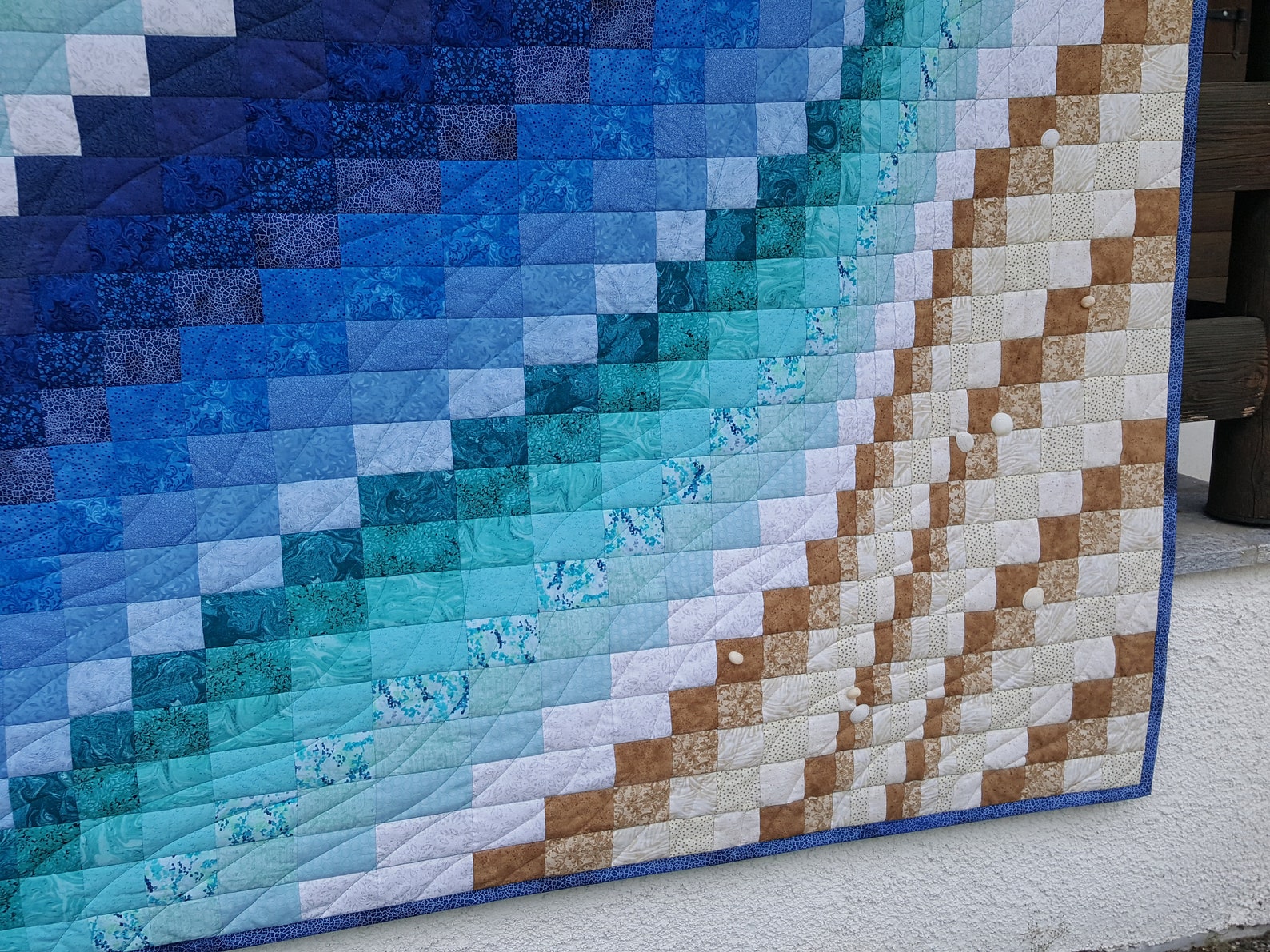 Sea Waves Queen Size Patchwork Quilt. Turquoise Sea Beach King - Etsy