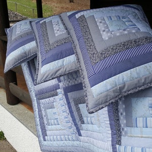 King Size Patchwork Quilt. Blue Country Quilt Set. Personalized ...