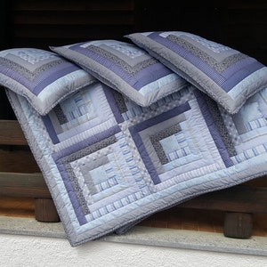 King Size Patchwork Quilt. Blue Country Quilt Set. Personalized ...