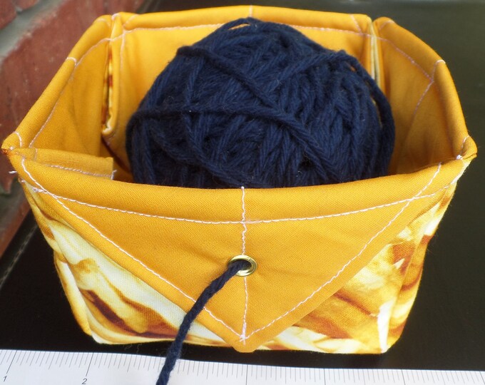 Yarn Bowl FRENCH FRY Exterior Mustard Yellow Quilted Lining - Etsy