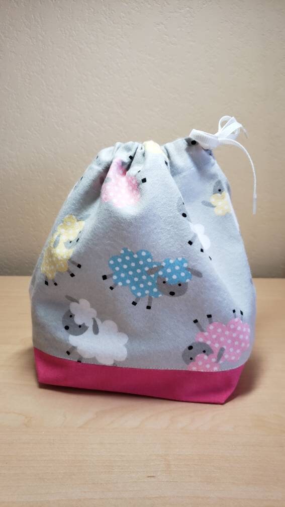 Sheep Lamb PROJECT BAG WRISTLET Drawstring Pink Blue White - Etsy