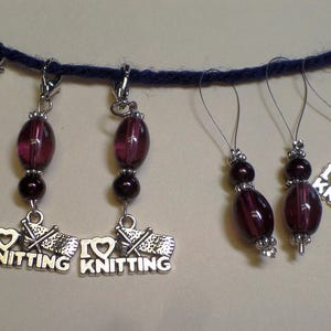 6 Silver Purple Glass Bead Stitch Markers & PROGRESS Keepers - Etsy