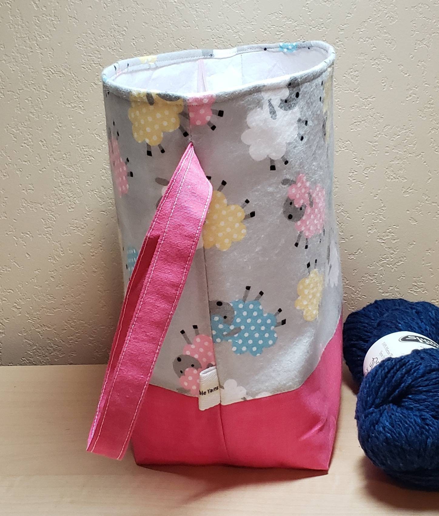XL Knit PROJECT bag Sheep Pink Magnetic closure pink White dot | Etsy