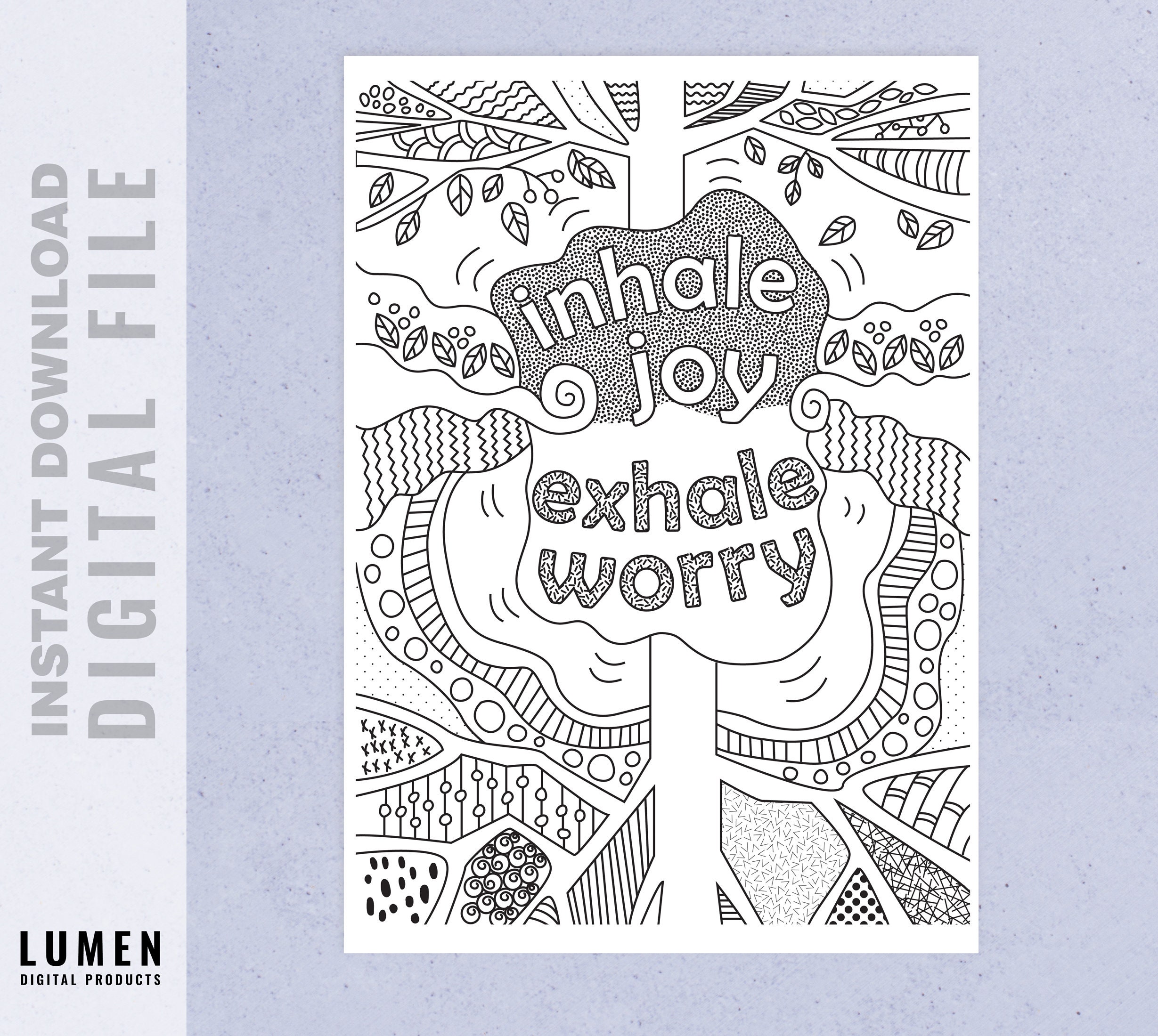 Adult Coloring Pages, Positive Thinking, Yoga, Manifestation, Digital ...