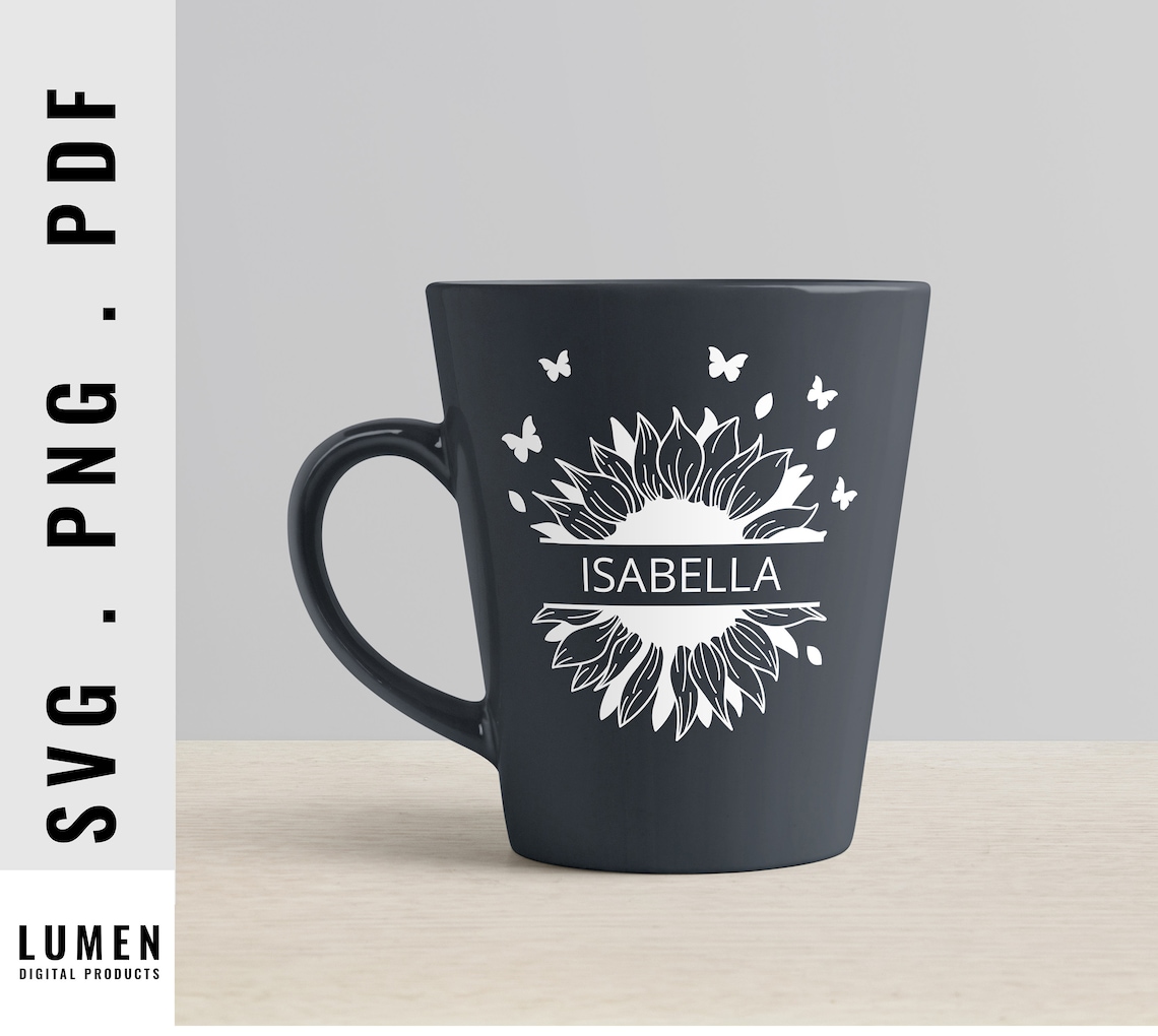 Split Sunflower Svg, Sunflower and Butterflies Svg, Split Sunflower Png ...