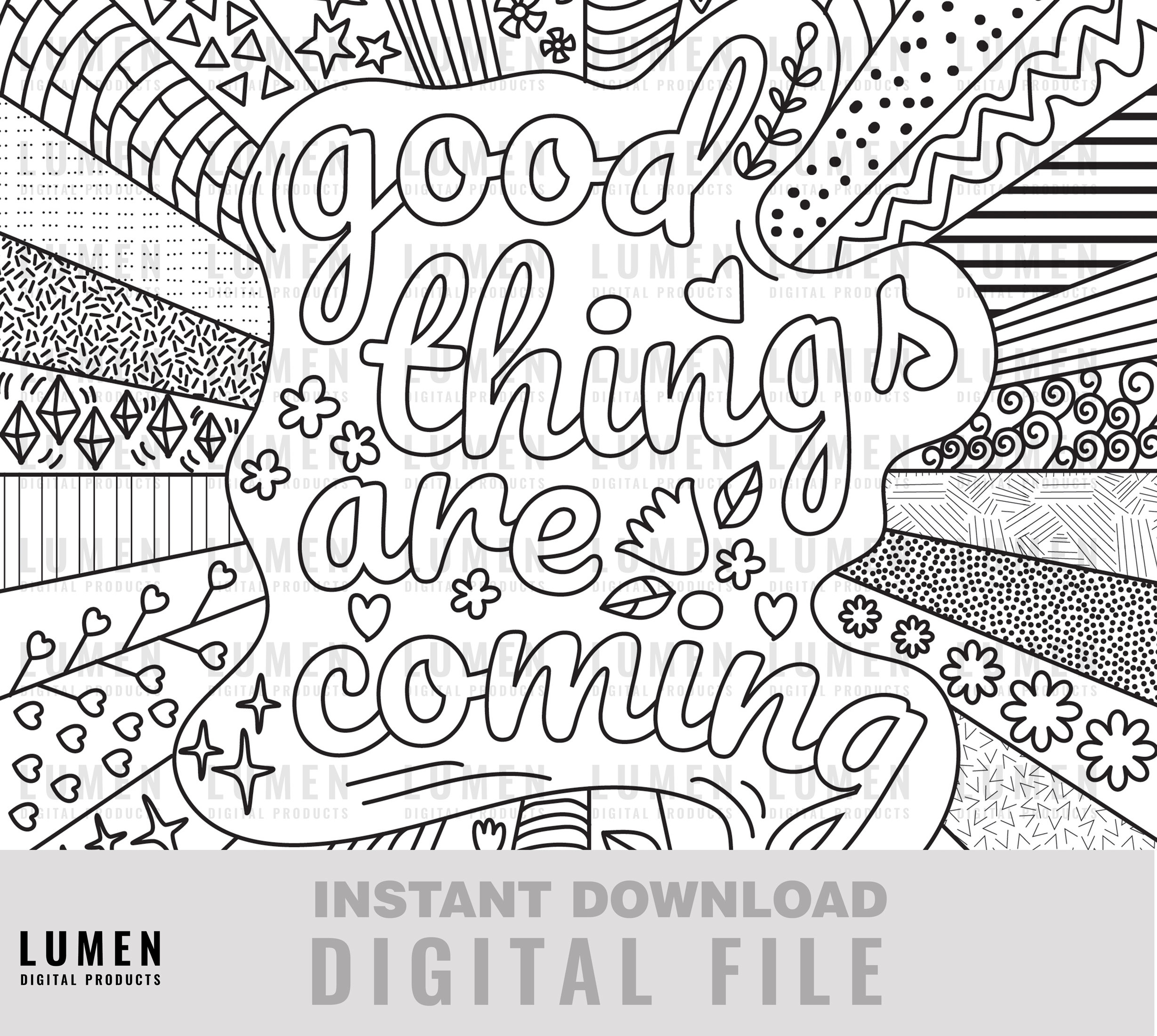 Good Things Are Coming, Positive Affirmation, Adult Coloring Page ...