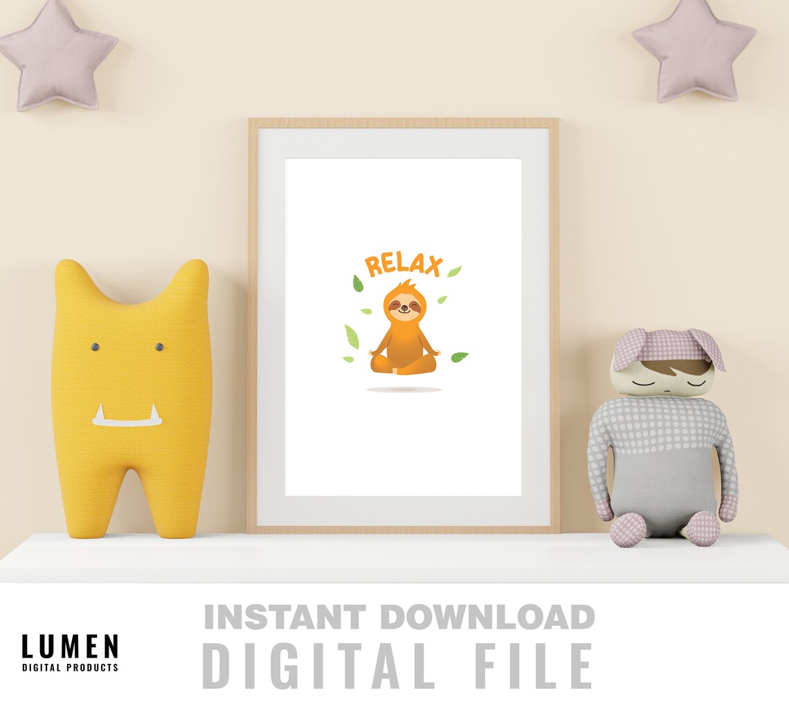 Set of 3 Cute Sloth Nursery Wall Art, Set of 3 Baby Sloth Printable ...