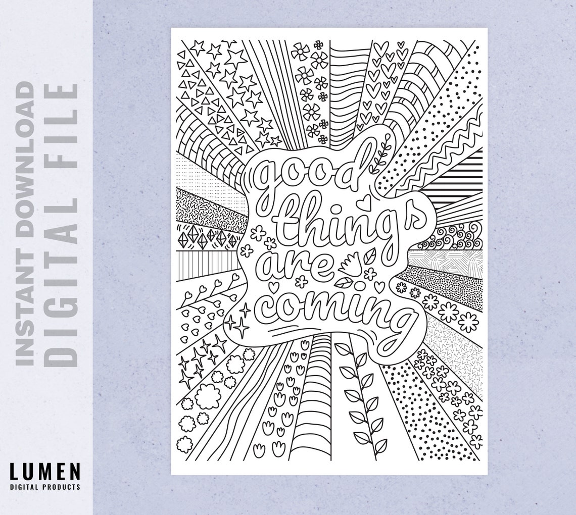 Adult Coloring Pages, Positive Thinking, Yoga, Manifestation, Digital ...