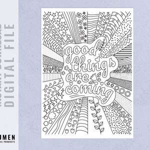 Adult Coloring Pages, Positive Thinking, Yoga, Manifestation, Digital ...