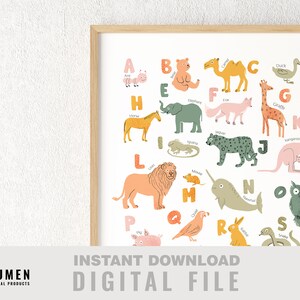 Cute Animal Alphabet Digital Download Poster, Instant Download ...