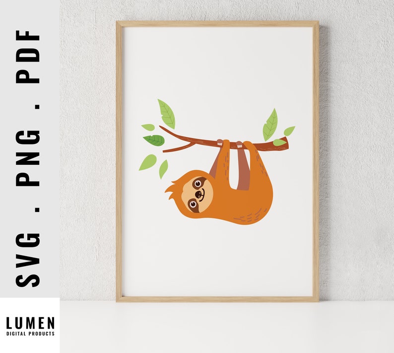Happy Baby Sloth SVG Cute Sloth PNG Hanging Sloth Cut File - Etsy