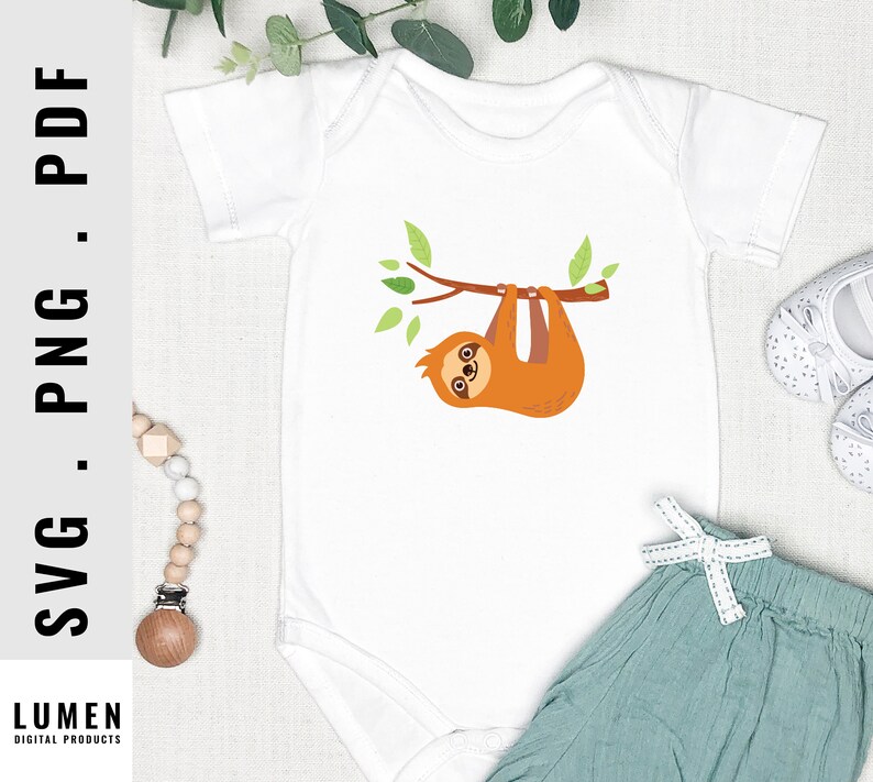 Happy Baby Sloth SVG Cute Sloth PNG Hanging Sloth Cut File - Etsy