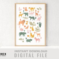 Animal Alphabet and Numbers Prints, Nursery Wall Art, PRINTABLE Wall ...