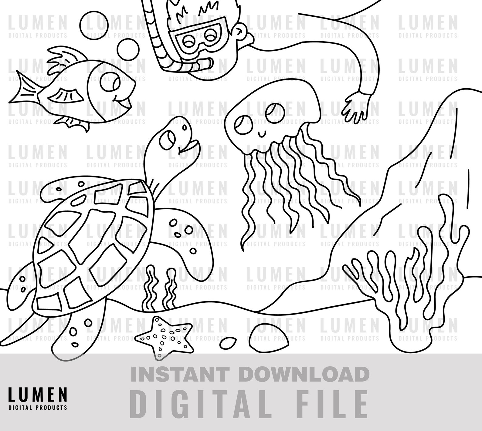 Underwater, Kids Coloring Page, Instant Download, Digital File - Etsy