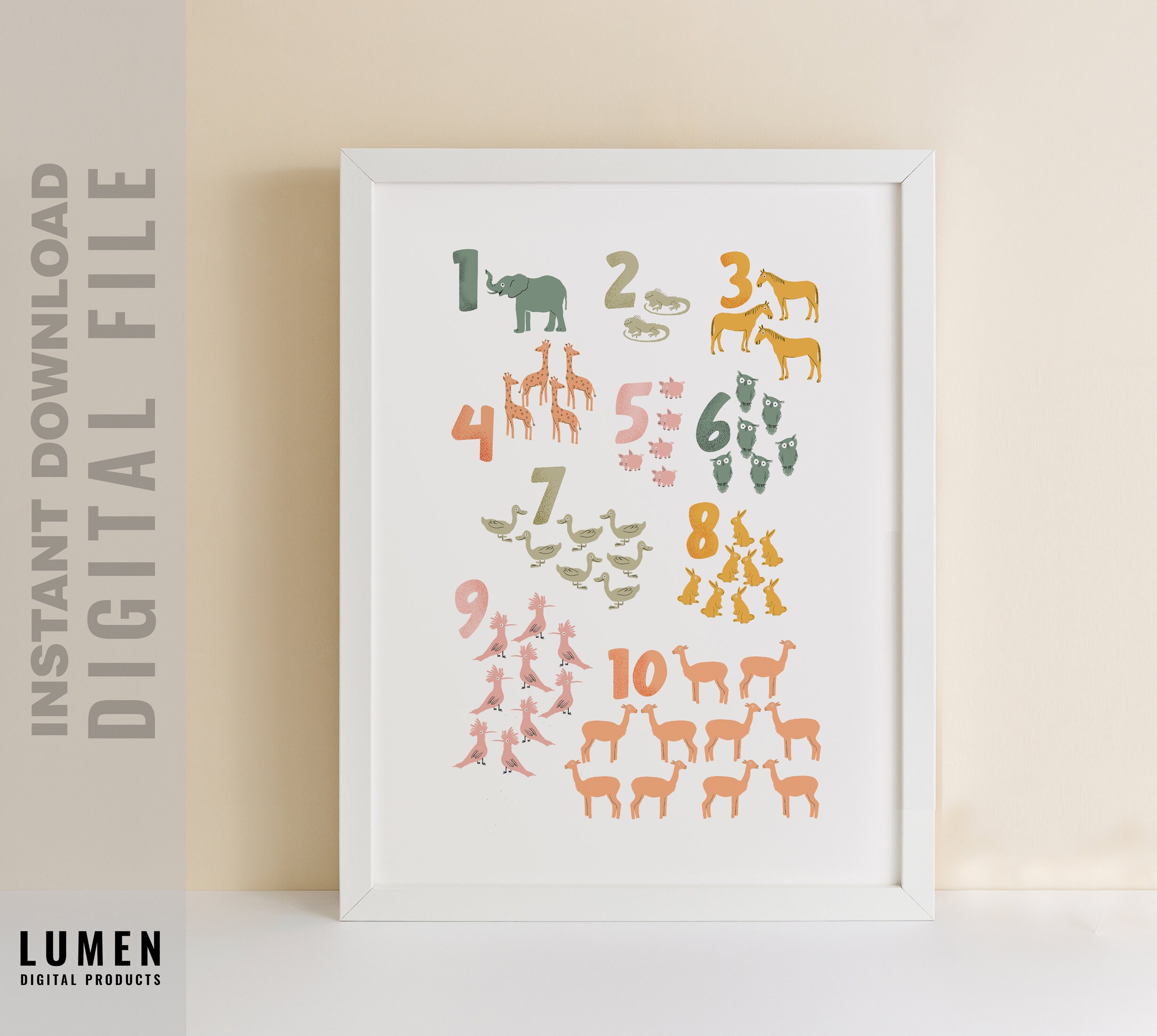 Cute Animal Numbers Digital Download Poster, Instant Download ...