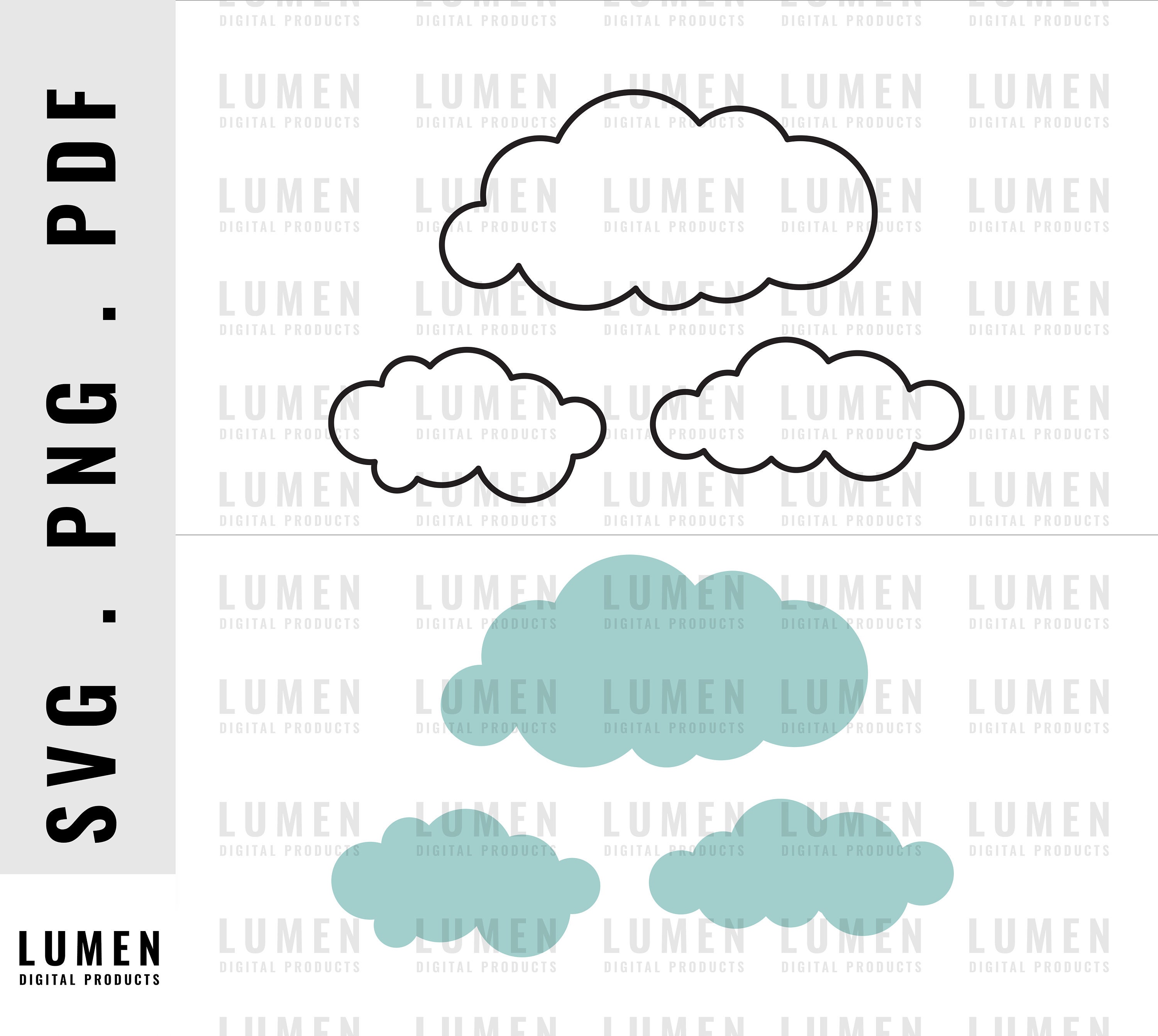 Cloud Svg Files, Cloud Outline Clipart, Cloud Clipart, Cloud Svg Cricut ...