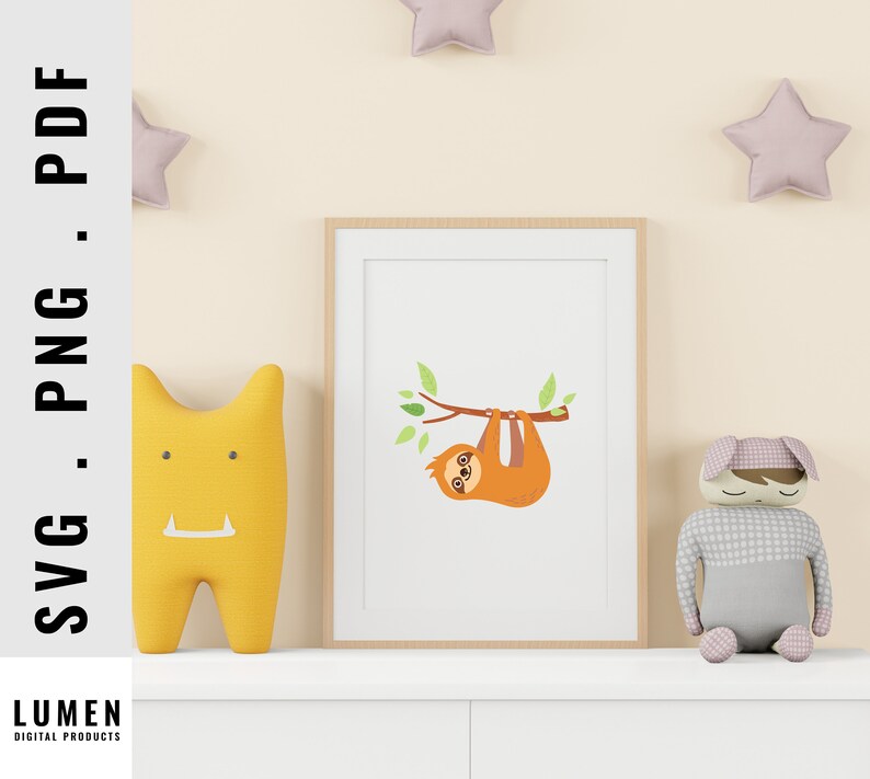 Happy Baby Sloth SVG Cute Sloth PNG Hanging Sloth Cut File - Etsy