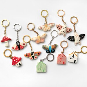 Handmade Magical Keychains Hand Painted Ceramic Charms Stainless Steel ...