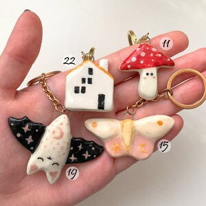 Handmade Magical Keychains Hand Painted Ceramic Charms Stainless Steel ...