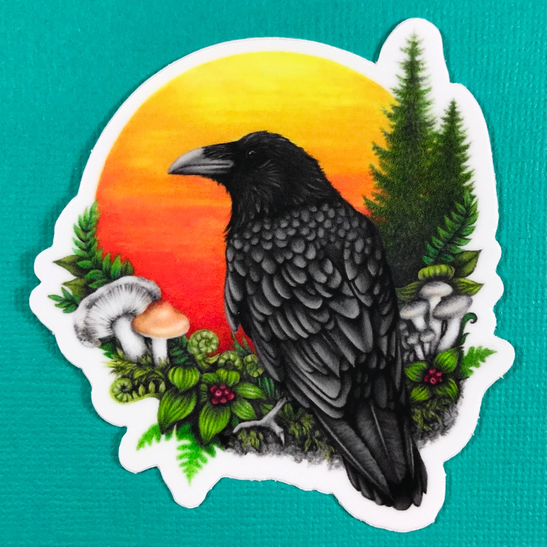 Raven and Sun Sticker, Waterproof Car Sticker, Laptop, Water Bottle ...