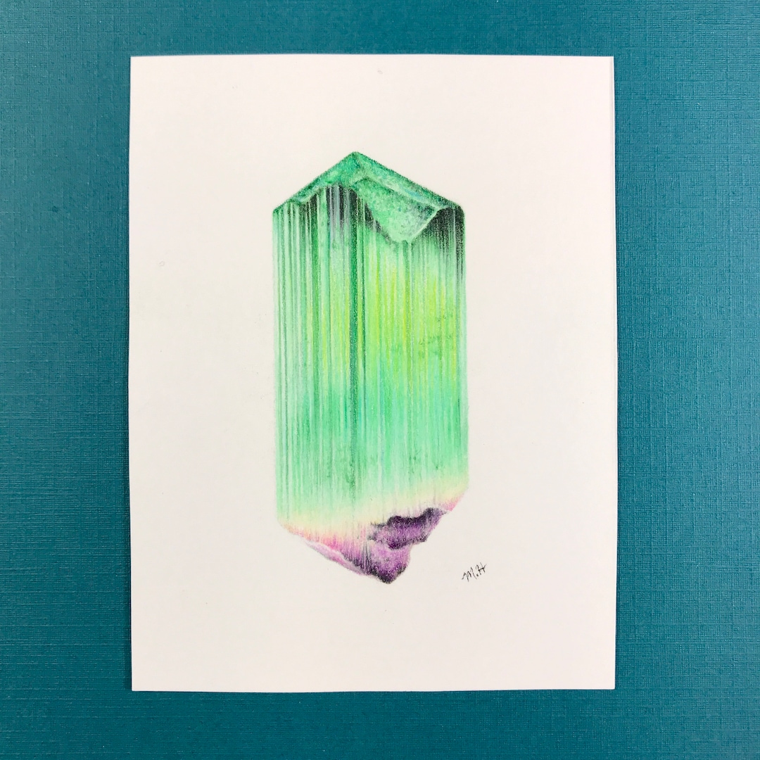 Original Colored Pencil Frameless Tourmaline Drawing - Etsy
