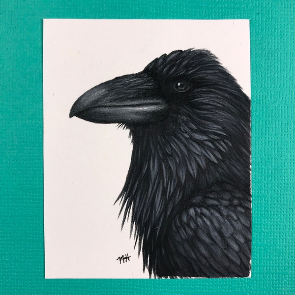 Raven Drawing - Etsy