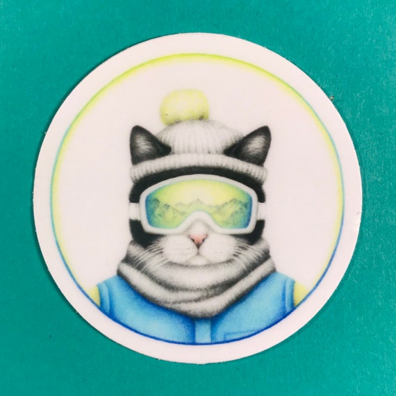 Ski cat sticker waterproof weather proof for snowboard | Etsy