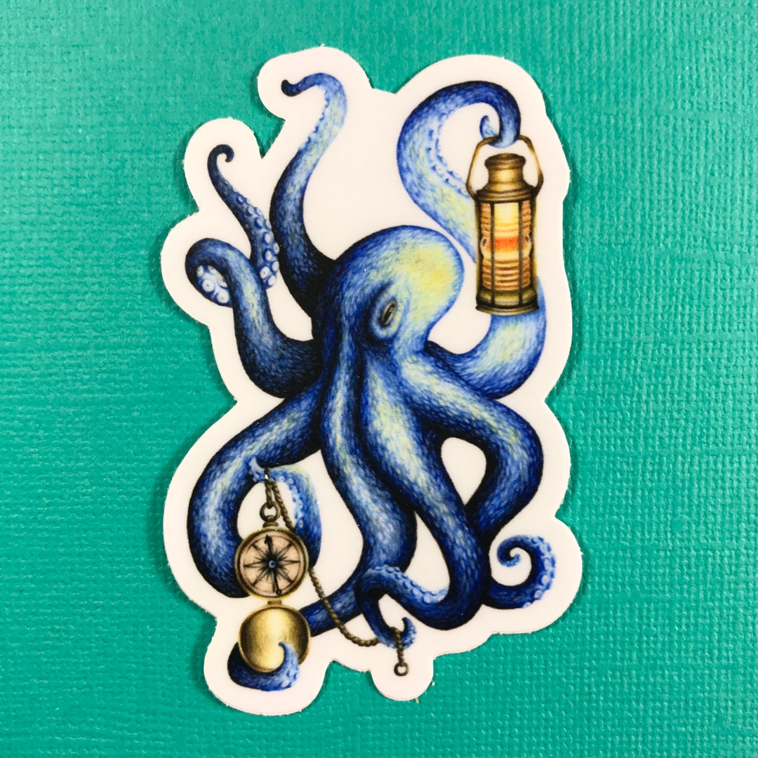 Octopus Sticker, Waterproof for Water Bottle, Nalgene Sticker, Laptop ...