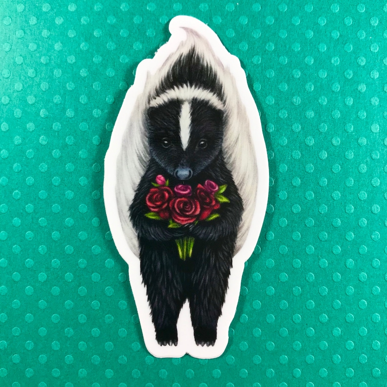 Skunk With Roses Sticker for Anniversary, Love, Sweetheart, Valentines ...