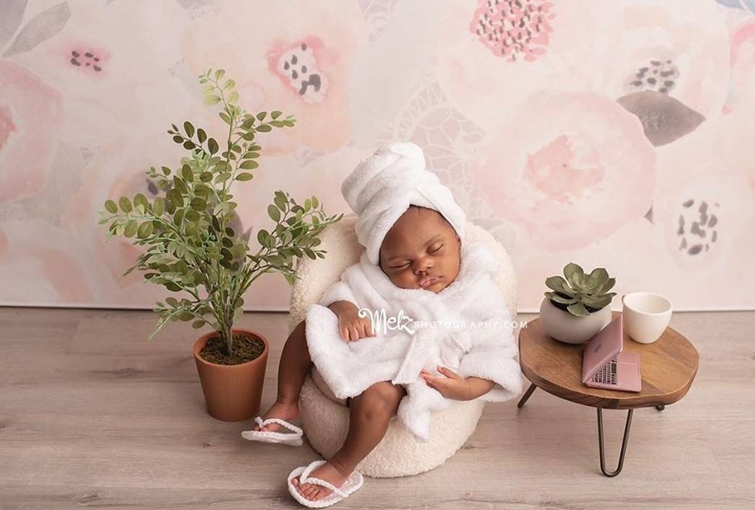 RTS White Baby Bathrobe Girl Boy Outfit Newborn Photography Accessory ...