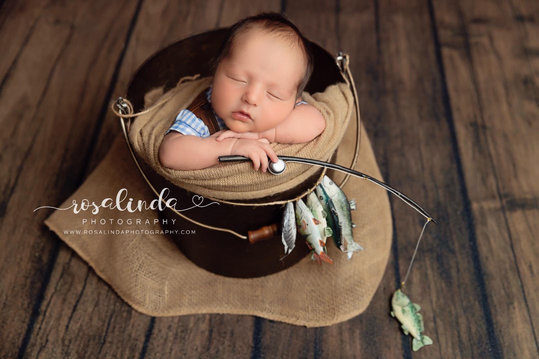 RTS! Fishing Set | Fishing Rod With 5 Fishes Newborn Photography Props ...
