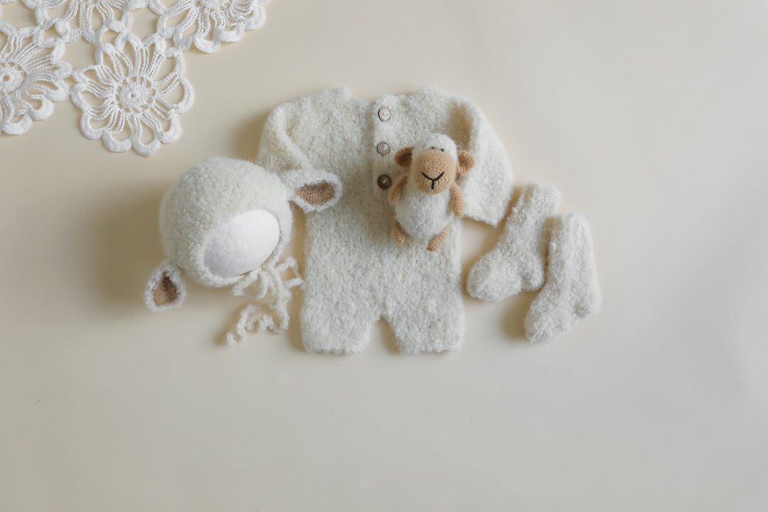 RTS Knitted Newborn Sheep Props Newborn Photography Props Boucle Sheep ...