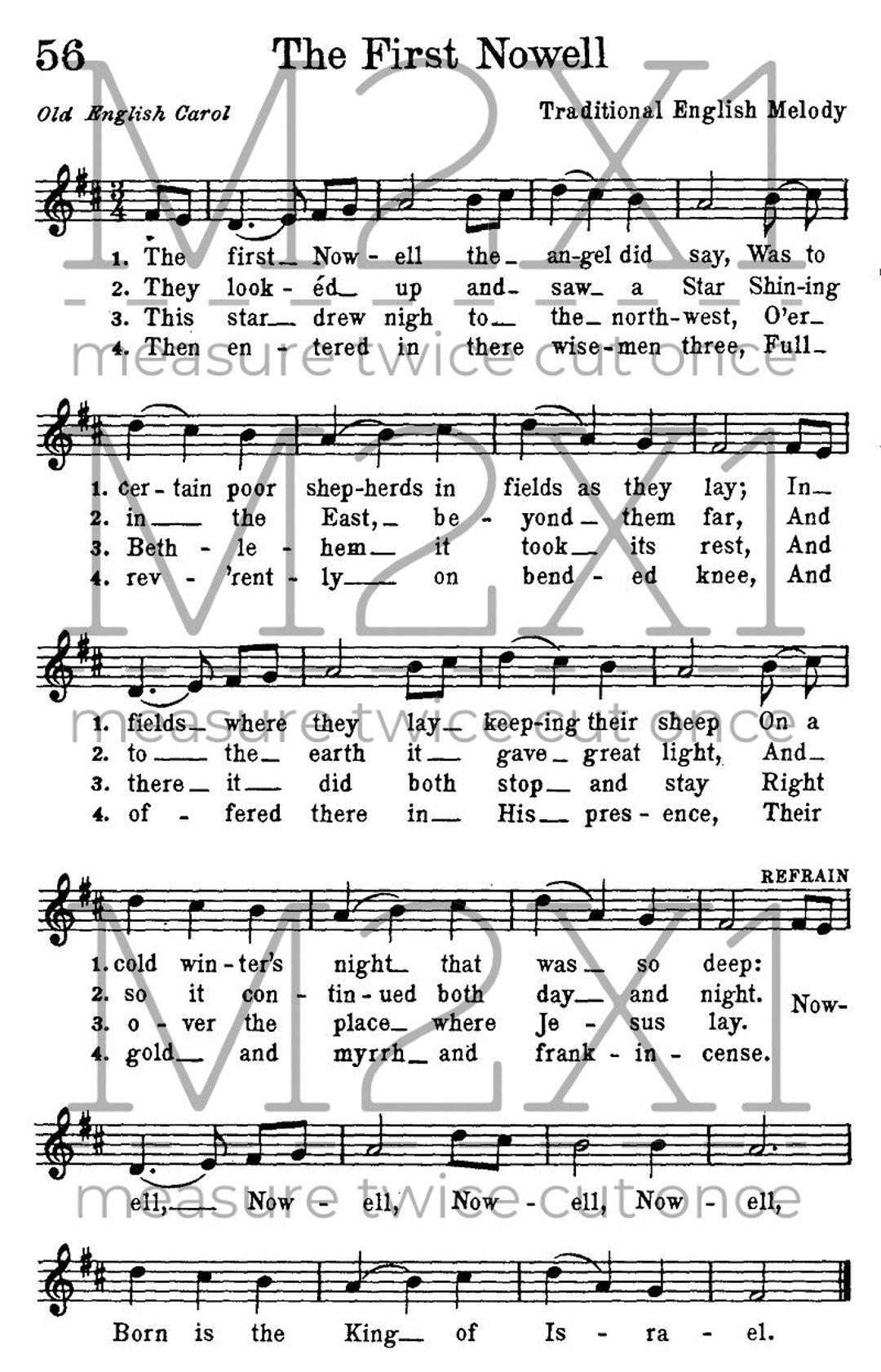 The First Nowell Digital File SVG/PNG/JPEG Christmas Hymn Music Song ...