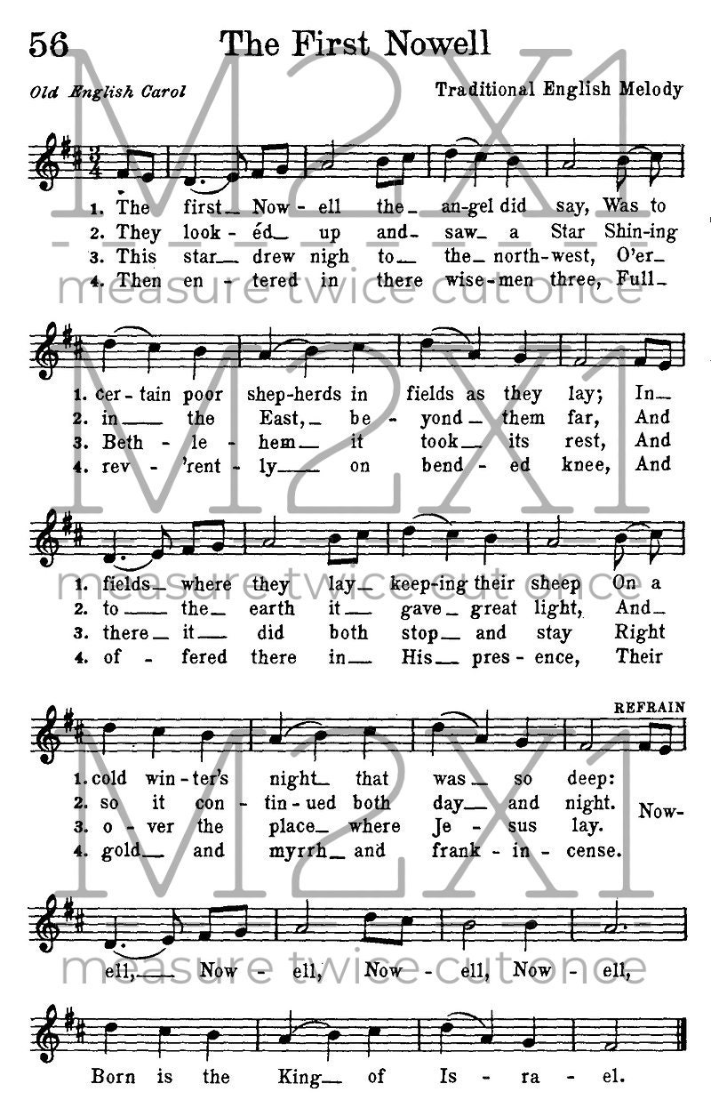 The First Nowell Digital File SVG/PNG/JPEG Christmas Hymn Music Song ...