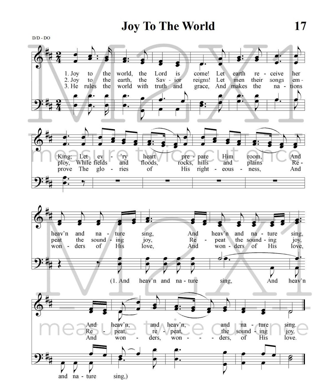 Joy to the World- SVG/PNG/JPEG Christmas Hymn Sheet Music Song for ...