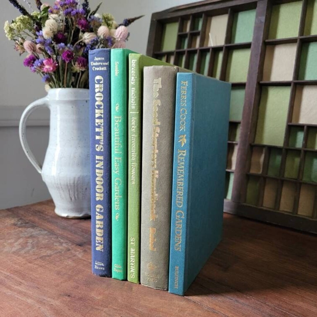 Vintage Gardening Books * Instant Library * Vintage Decor * Staging - Etsy