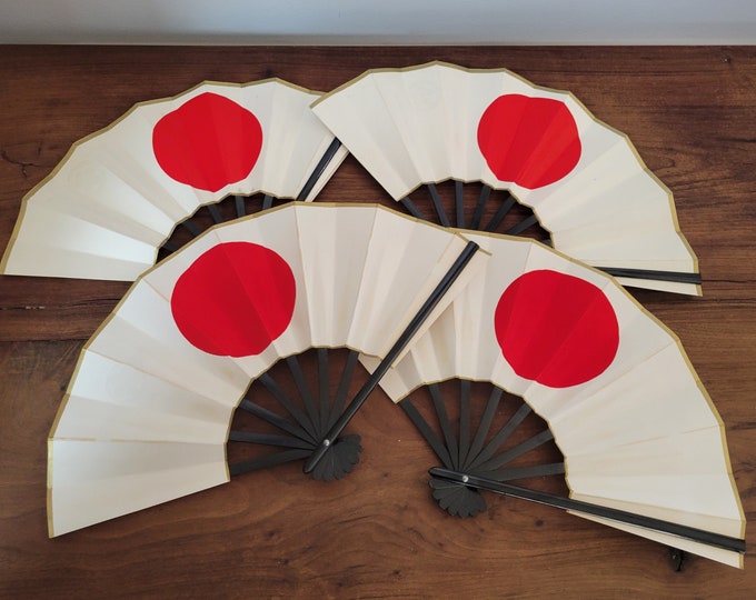 Vintage Japanese Flag Paper Hand Fans (4) - Etsy