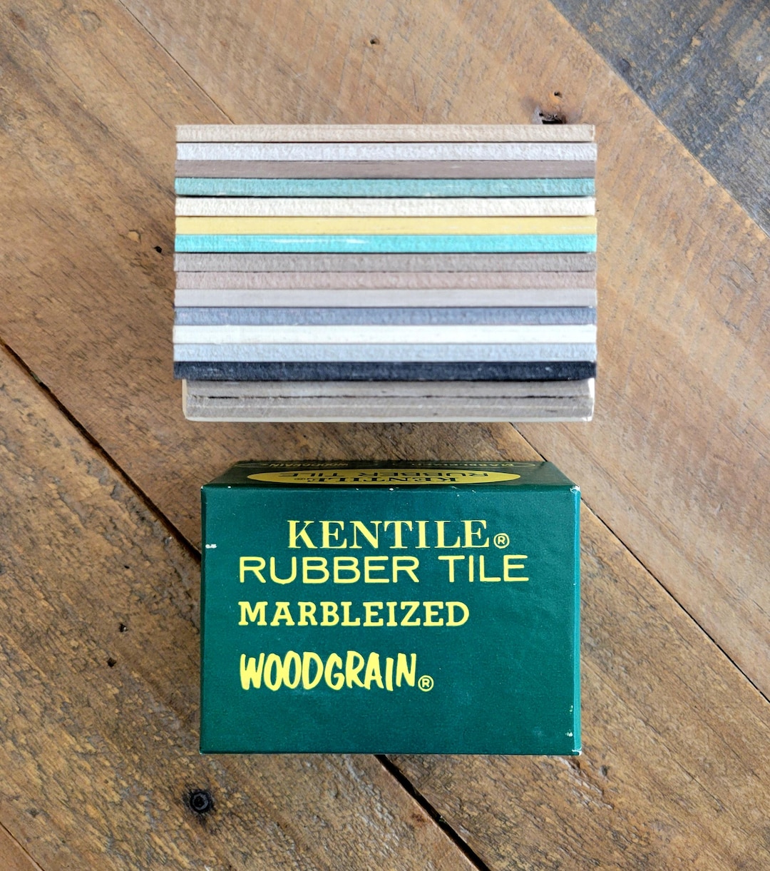 Vintage Kentile Rubber Tile Salesman Sample * Marbleized Woodgrain MCM ...
